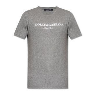 Dolce & Gabbana Homme, Tops, Gris, Taille: M T-shirt avec logo imprimé