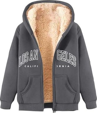 Generic Femme Sweat à Capuche Polaire dhiver Zippé Veste avec Capuche Oversize Sherpa Sweatshirt Hiver Poche Womens Vetements Grande Taille Pulls Gros Hiver B