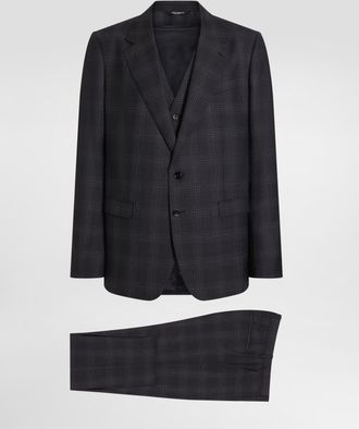 Dolce & Gabbana Anzug Martini Light Aus Wolle Mit Einreihigem Schnitt In Karomuster - Mann Anz&uuml;ge Und Blazer Mehrfarbig 56