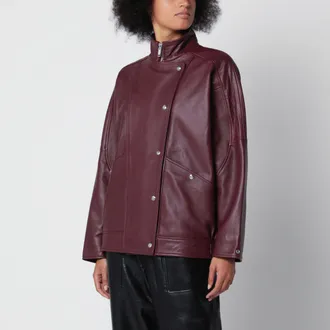 Anine Bing Burgunderrote Sandy Jacke aus genarbtem Leder