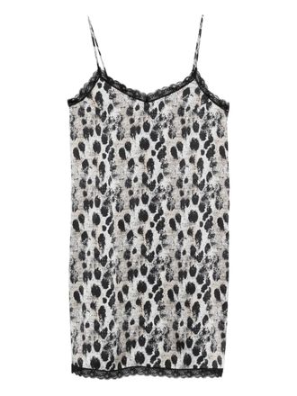 R13 lace-trim leopard-print mini dress - Tons neutres