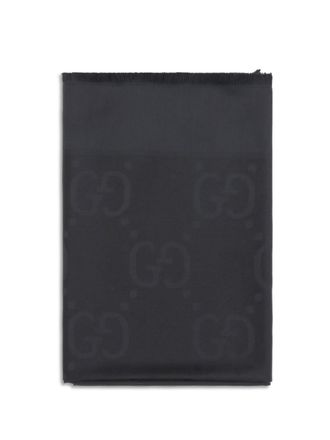Gucci Womens Wool And Silk Scarf Black Scarfs