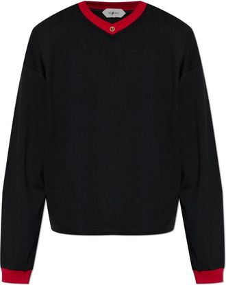 Versace Homme, Tops, Noir, Taille: S T-shirt &agrave; manches longues en jersey de coton stretch