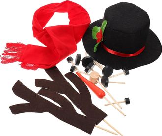 Valiclud Schneemann Basteldekoration Satz mit Holzkn&ouml;pfen Gro&szlig;er Weihnachts Schneemann Hut und Schal Leichtes Weihnachtsdeko Zubeh&ouml;r f&uuml;r Winteraktivit&auml;ten