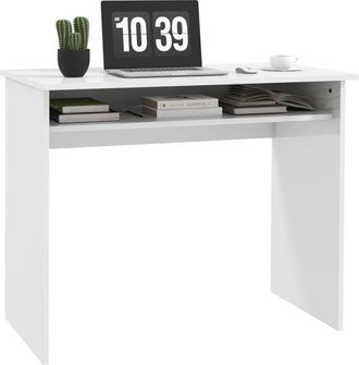 HOMCOM Homcom - Bureau informatique multimédia multi-rangement 1 étagère - 90l x 50P x 74H cm blanc