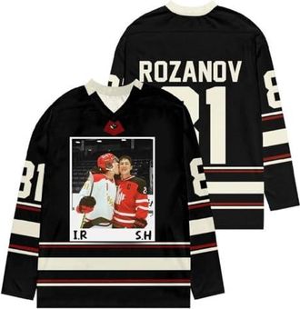 Generic Heated Rivalry Rozanov 81 Hollander 24 CP Inspired Hockey Jersey - Unisexe Col V Manches Longues Pull Sport Streetwear Top pour les fans de CP, Noir-8