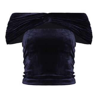 Alberta Ferretti Top aus elegantem Samt - - Blouses & Shirts - Damen - Blau - S