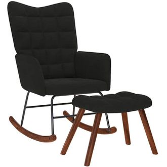 vidaXL Chaise &agrave; bascule avec repose-pied noir velours - Vidaxl