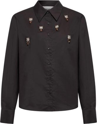 Silvian Heach Femme, Blouses et Chemises, Brun, Taille: 40 FR Chemise avec détails bijoux