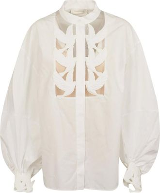 Zimmermann Femme, Blouses et Chemises, Beige, Taille: 38 FR Luna Applique Blouse