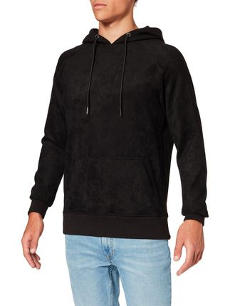 Urban Classics Herren Kapuzenpullover Imitation Suede Hoody, Gr. Small, Schwarz (Black 7)