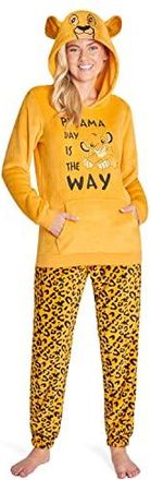 Disney Stitch Pyjama Polaire Femme V&ecirc;tements de Nuit Femme et Ado Longues Ensemble de Pyjama Femme Doux et Chaud Id&eacute;e Cadeau pour Elle (Jaune Simba, M)