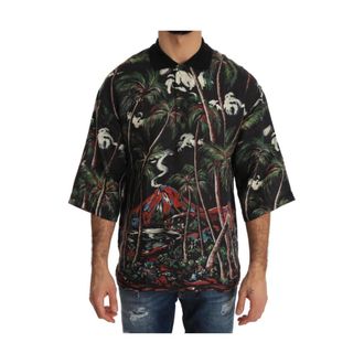 Dolce & Gabbana Sizilianisches Vulkanmotiv Polo Tee - - Tops - Herren - Mehrfarbig - S