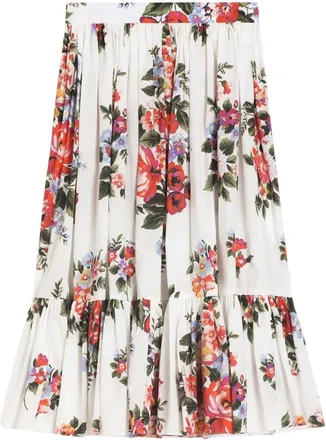 Dolce & Gabbana Floral Cotton Skirt - White
