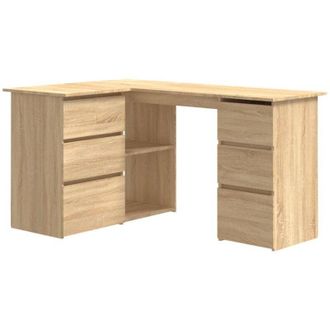 vidaXL Eckschreibtisch Sonoma-Eiche 145x100x76 cm Holzwerkstoff Vidaxl