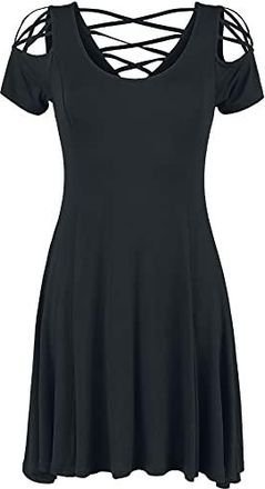 Black Premium by EMP Femme Robe Noire avec laçage 3XL