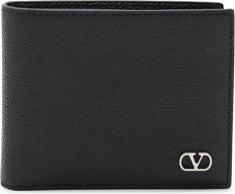 Valentino Garavani Portemonnaies - Textured Leather Wallet With Bellows Closure - Gr. unisize - in Schwarz - f&uuml;r Damen