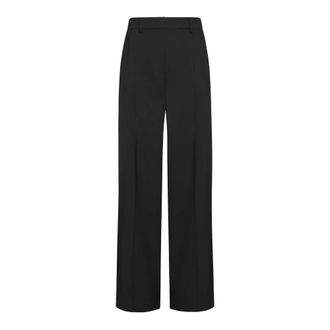 Momoni Weite Wollhose mit Falten - - Trousers - Damen - Schwarzk - M