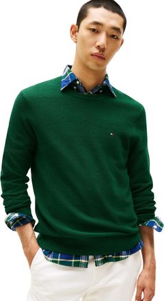 Tommy Hilfiger Herren Pullover Essential Structure Crew Neck Regular Fit, Grün (Ornamental Green Heather), XXL
