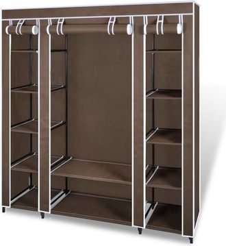 Generic Tragbarer, Zusammenklappbarer Kleiderschrank mit Fächern und Stangen, Schützt Kleidung und Schuhe für Keller, Schlafzimmer, Camping, aus Vliesstoff un