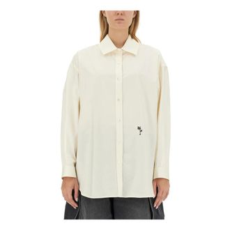Palm Angels Palms Embroidered Shirt - - Blouses & Shirts - Damen - Beige - S
