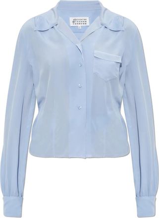 Maison Margiela Femme, Blouses et Chemises, Bleu, Taille: 36 FR Chemise en soie &agrave; manches longues
