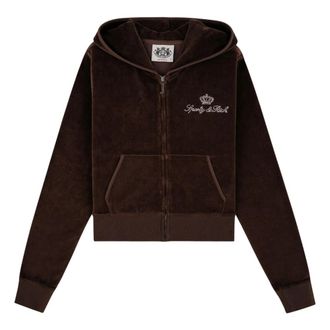 Juicy Couture Juicy Script Velour Zip Hoodie - - Sweatshirts & Hoodies - Damen - Braun - L