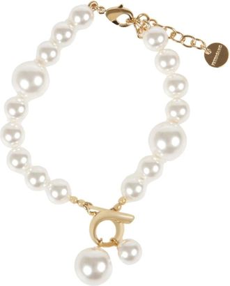 Ferragamo Femme, Accessoires, Blanc, Taille: ONE Size Gancini Pearl Bracelet