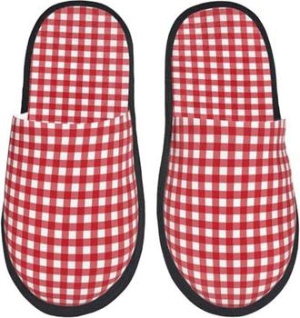 Generic Damier Rouge Unisexe Slippers Confortable Chaussures De Maison Respirantes Chaussons Pour Ext&eacute;rieur Hiver Int&eacute;rieur M