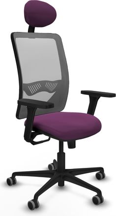 Piqueras y Crespo B&uuml;rostuhl Zulema mit 3D-Armlehnen und festem Kopfteil, ausgestattet mit 3 Positionen und Schneideschaum, mit Rollen von 65 mm, Parkett, Grau/Violett