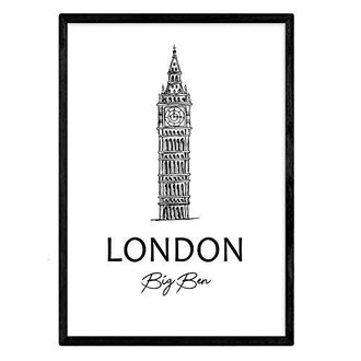 Nacnic Poster Londres - Big Ben. Feuilles avec les monuments des villes. format A4