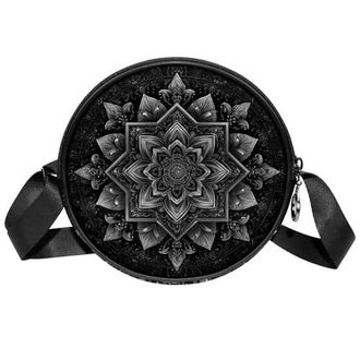 Generic Petit sac &agrave; bandouli&egrave;re rond pour femme, motif mandala, avec fermeture &eacute;clair, bretelles r&eacute;glables, style d&eacute;contract&eacute;