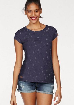 Ragwear T-Shirt FLORAH A ORGANIC O mit maritimen Anker-Allover-Druck