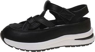 Generic Sandales plates d&eacute;t&eacute; respirantes et confortables &agrave; talon inclin&eacute; et &agrave; bout ferm&eacute; pour femme, Noir, 6.5 UK 3X-Narrow