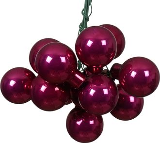 Kaemingk Weihnachtskugeln am Draht Glas 2cm x 12 St&uuml;ck Spiegelbeeren gl&auml;nzend - kleine Dekokugeln - Christbaumschmuck & Weihnachtsdeko - Beere - Granatapfel