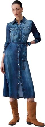 Liu Jo Femme, Robes, Bleu, Taille: 40 FR Robe longue &agrave; imprim&eacute; num&eacute;rique
