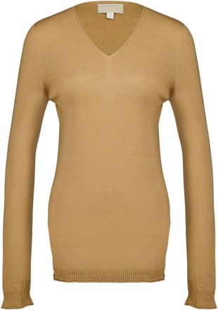 120% Lino Femme, Pulls, Brun, Taille: 38 FR Pull Cachemire Col V