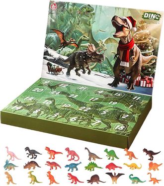 Generic Weihnachts-Adventskalender - Dinosaurier-Kinderfiguren-Set f&uuml;r Kinder, Z&auml;hlt auf der R&uuml;ckseite der Ferien | 24-Tage-Sammlung, Festliches Spielspielzeu