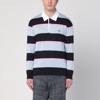 Prada Gestreiftes Polohemd aus Seide und Baumwolle