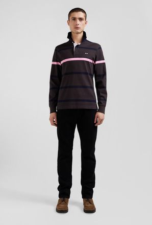 Eden Park Maillot Manches Longues En Coton Cercl&eacute; Marron Broderie Dos Coupe Regular