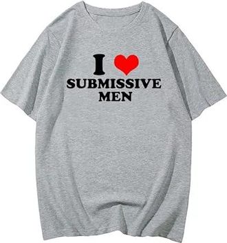 Keephen I Love Submissive Men Things T-Shirt Dr&ocirc;le Lettre Impression 3D Manches Courtes Col Rond Casual Tee Shirts Tops pour Femmes Hommes