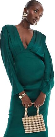 Tfnc Tall Satin-Maxikleid in Smaragdgrün mit Kimono-Oberteil