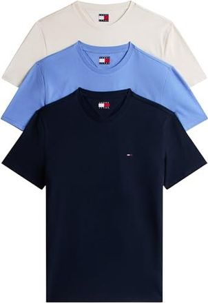 Tommy Jeans TJM XSLIM 3PACK Tee EXT DM0DM21579 S/S T-Shirt, Multi (Dnn/Ancient White/Lt Hori Blue), XXL, Multicolore (Dnn/Blanc Ancien/Bleu Lt Hori), XXL