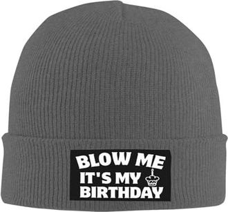 Generic Bonnet Tricoté Soufflez-Moi, Cest Mon Anniversaire Anti-Transpiration Bonnets en Tricot Chaud Beanie Hiver pour Adultes Cyclisme Sports