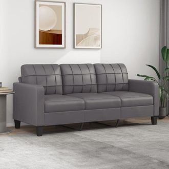 vidaXL 3-Sitzer-Sofa Grau 180 cm Kunstleder Vidaxl