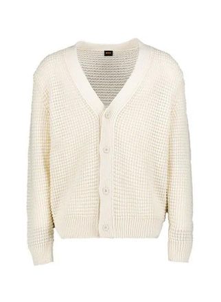 Boss Orange by Hugo Boss BOSS Orange Herren Cardigan beige Schurwolle unifarben