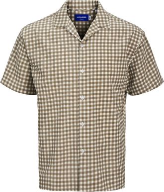 Jack & Jones Herren Jorjeff Jacquard Shirt Ss Styd24 Kurzarmhemd, Cloud Dancer/Checks:Checks, S