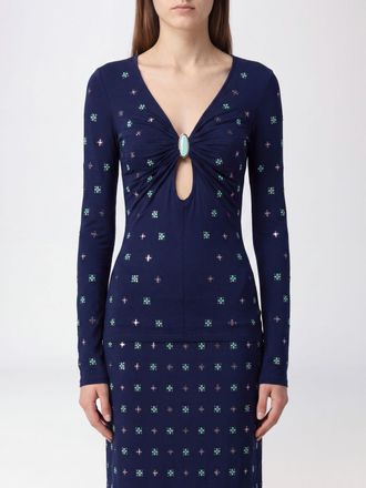 Paco Rabanne Top slim &agrave; manches longues en jersey avec imprim&eacute; et encolure goutte deau