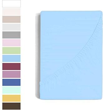 Serena Spannbettlaken verstellbar, Baumwolle Polyester, blau, 90X197+30