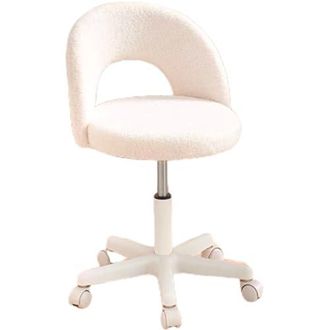 Generic Fauteuil de Bureau pivotant en Polaire Teddy Heart sans accoudoirs, Fauteuil de Maquillage r&eacute;glable en Hauteur, &agrave; roulettes, for Bureau, Chambre &agrave; Cou